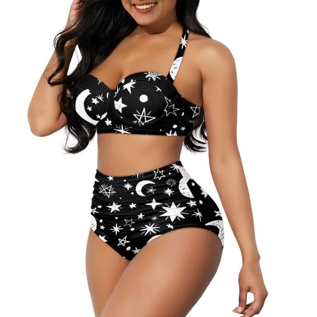Stuoarte Moon Star Women Tankini Swimsuits 2 Piece Bikini Set Softness