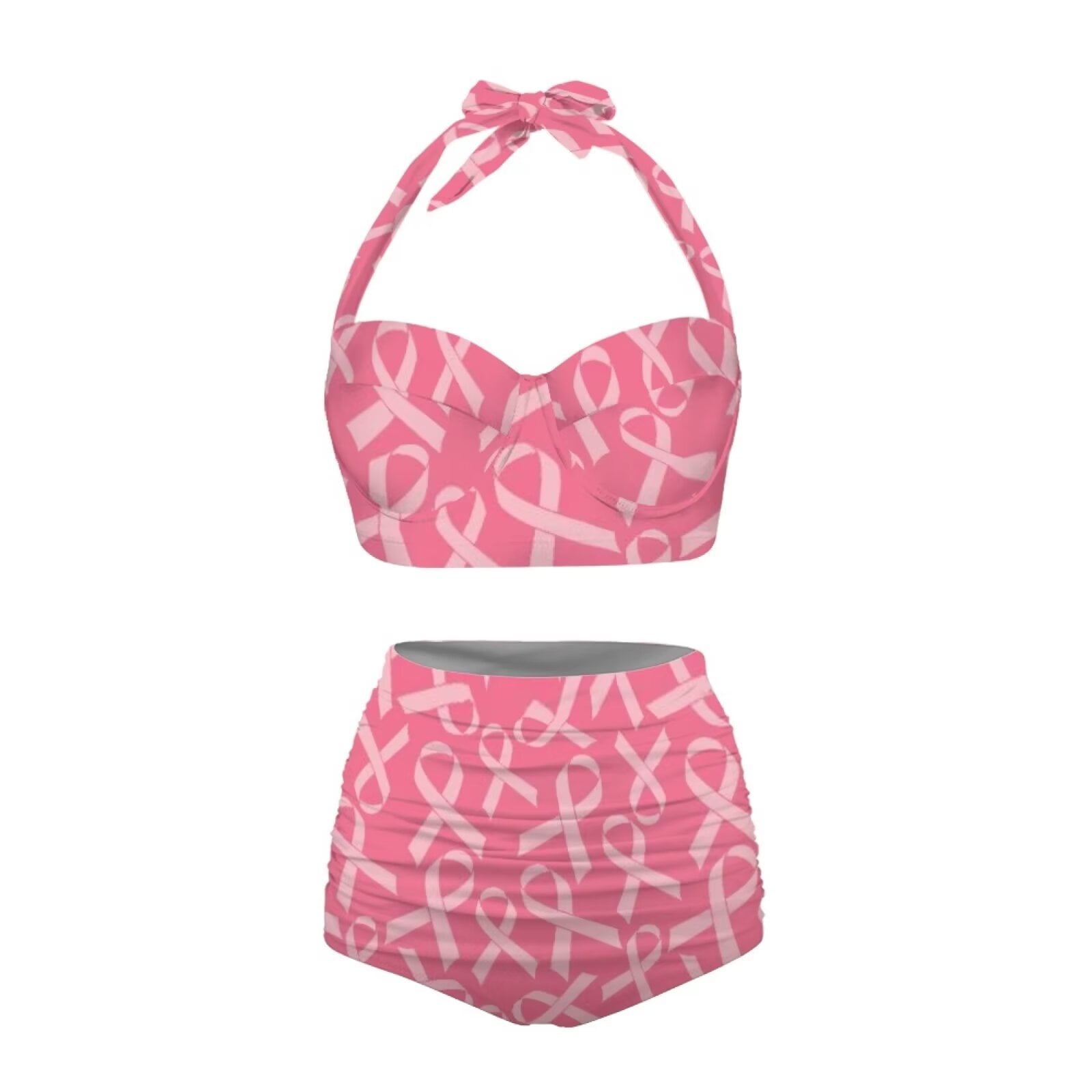Stuoarte Pink Ribbon Swimsuits For Curvy Women Size 2xl Casual Halter