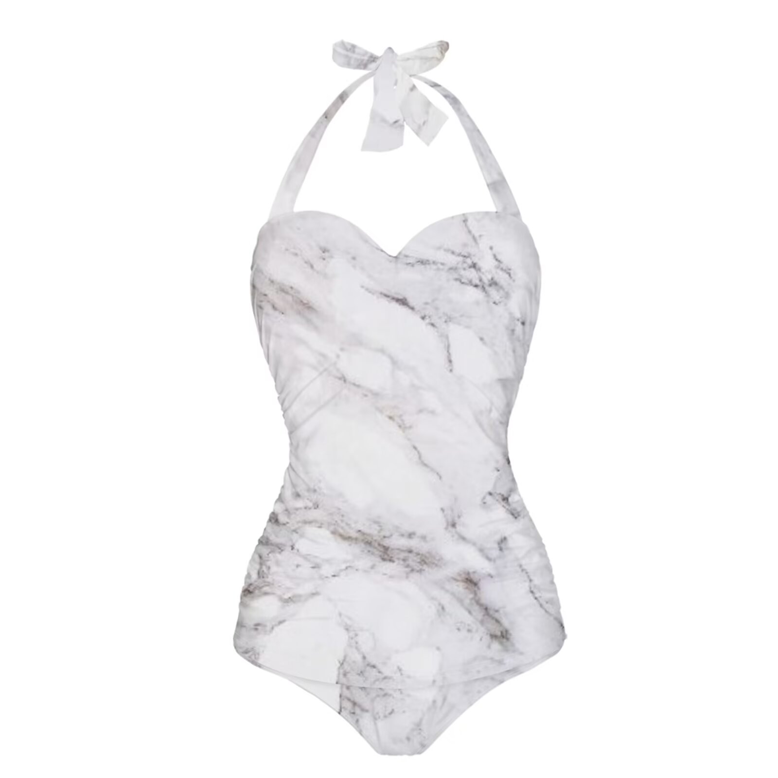 Stuoarte White Bikinis For Women One Piece Swimsuit Marble Print Tummy