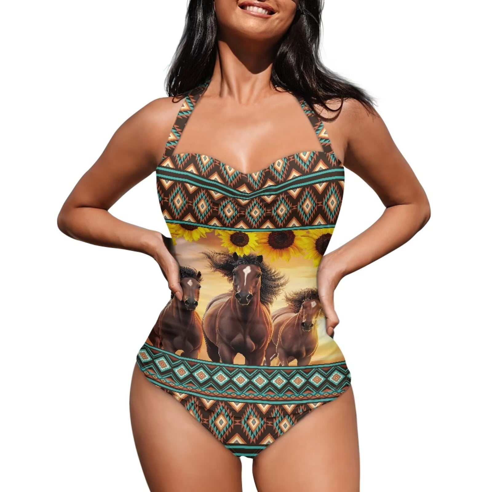 Stuoarte Women Swimsuits One Piece Bikini With Wrap Southwest Aztec