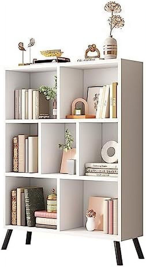 STVBCN 3 Tier Bookcase with Legs 7 Cube Mid-Century Modern Open ...