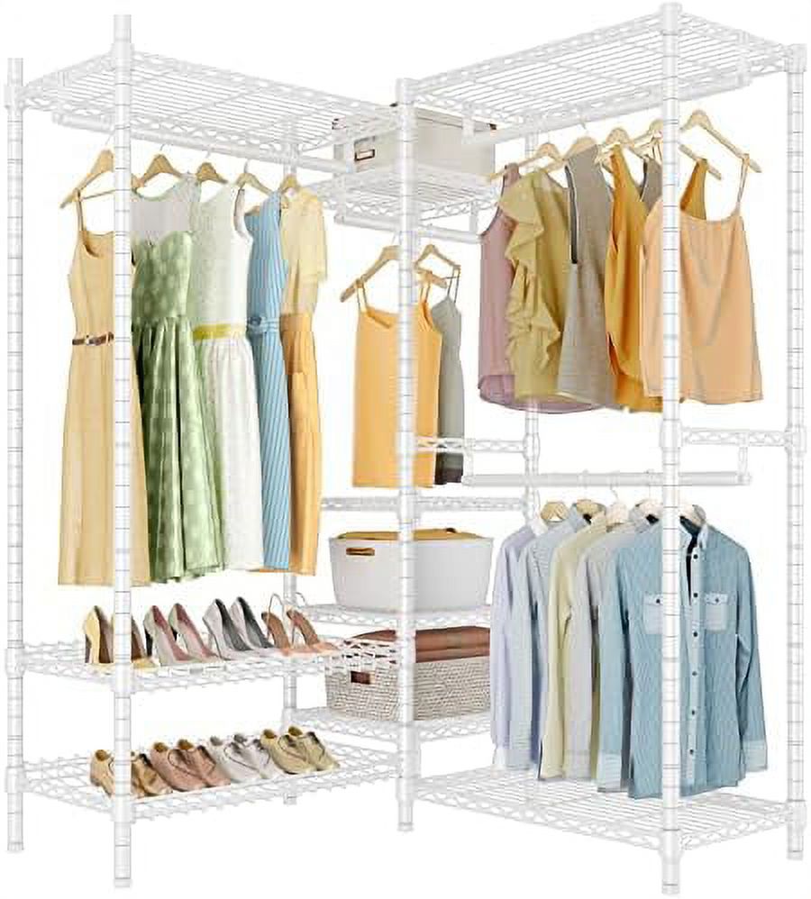 STVBCN L8i Heavy Duty Garment Rack L-Shaped Wardrobe Space-Saving ...