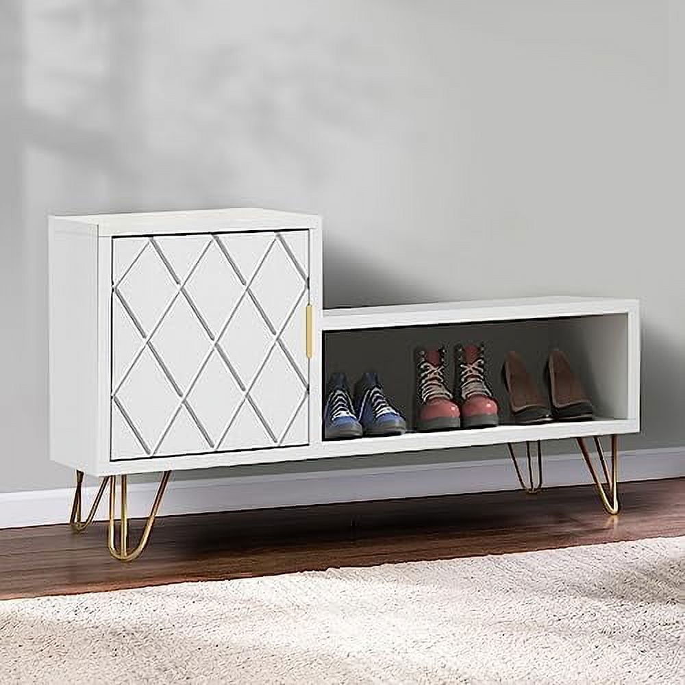 STVBCN Shoe Bench Modern Shoe Cabinet Bench with Adjustable Entryway ...