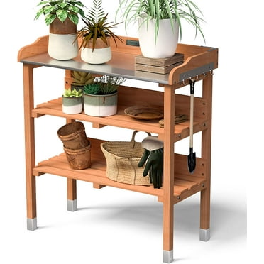 Costway Small Potting Bench Table Wooden Work Station For Outdoor ...