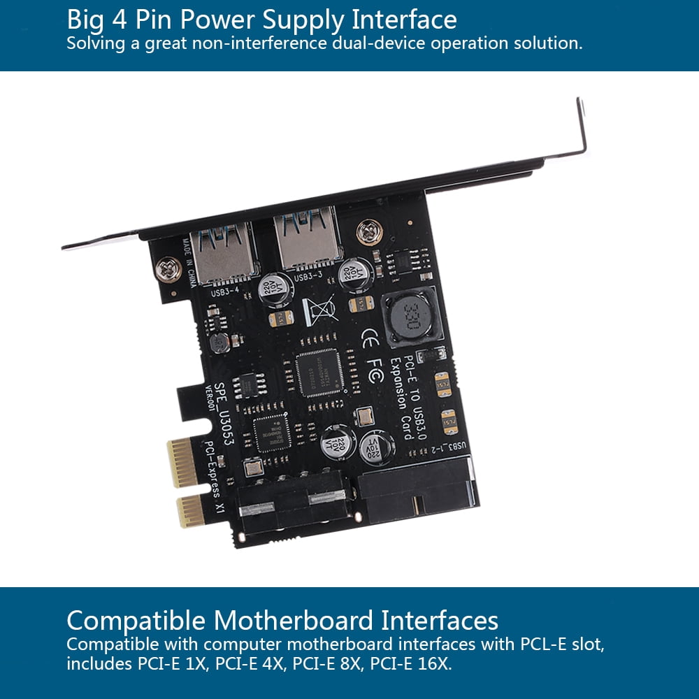 STW PCI-E to USB 3.0 2-Port PCI Express Card Mini PCI-E USB 3.0 Hub Controller Adapter with ...