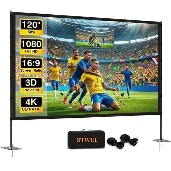 STWUI 120" Outdoor Projector Screen with Stand – Portable 16:9 4K ...