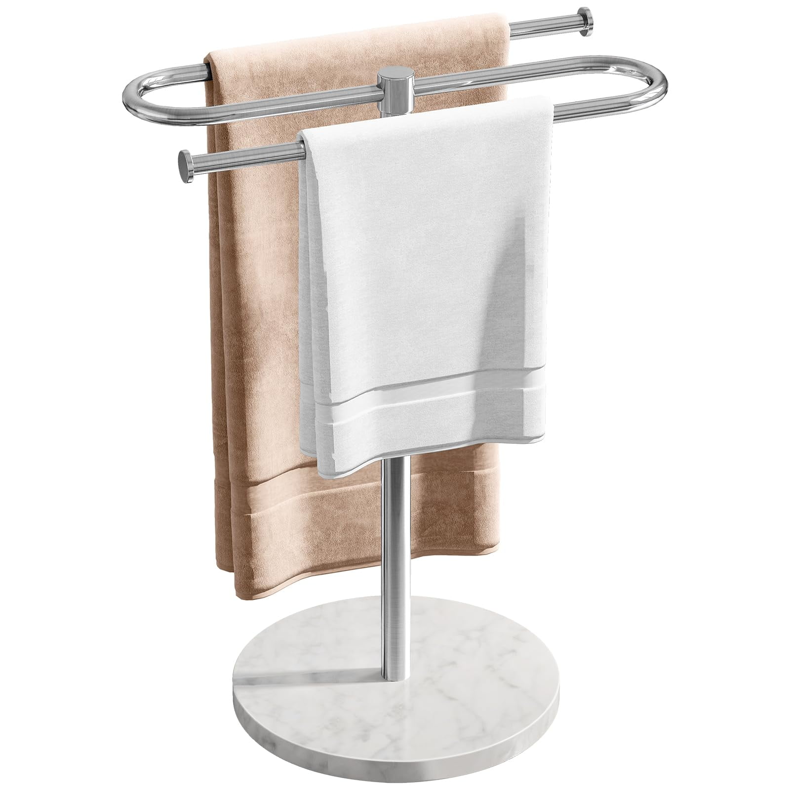 STWWO Countertop Towel Stand Free Standing with Marble S-Shape Hand Towel Stand for Bathroom ...