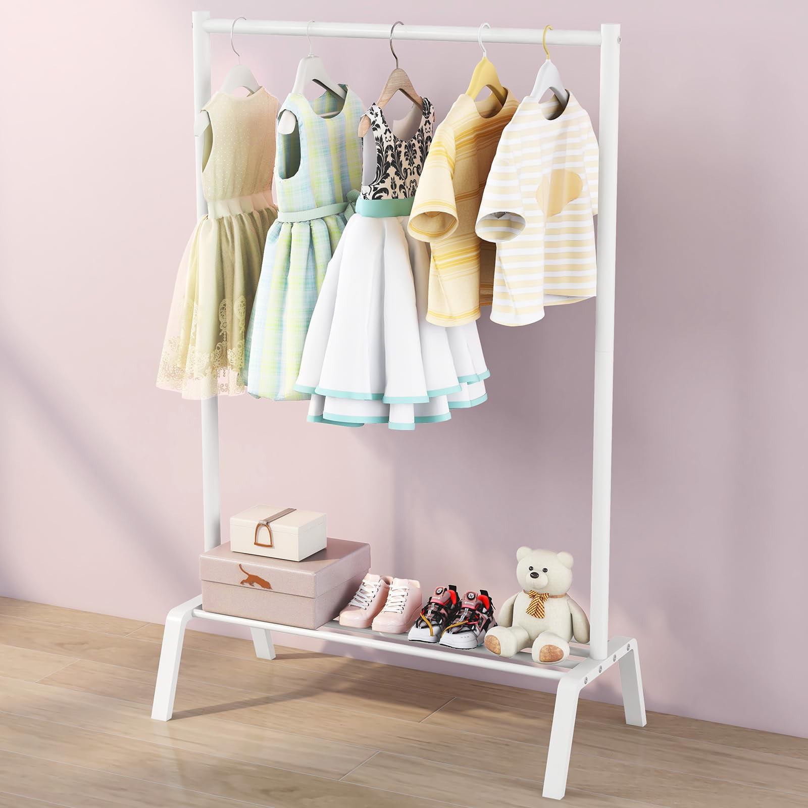 STWWO Kids Clothing Rack, Metal Dress Up Storage, Kids Costume Rack ...