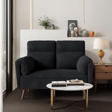 "Jarenie 47"" Mid-Century Modern Loveseat, 2-Seater Linen Sofa with ...
