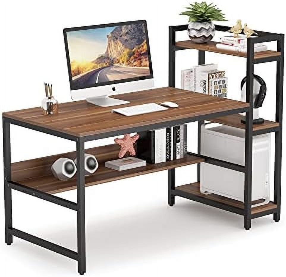 STXFS Computer Desk with Shelves 60 inches Large Office Desk Reversible ...