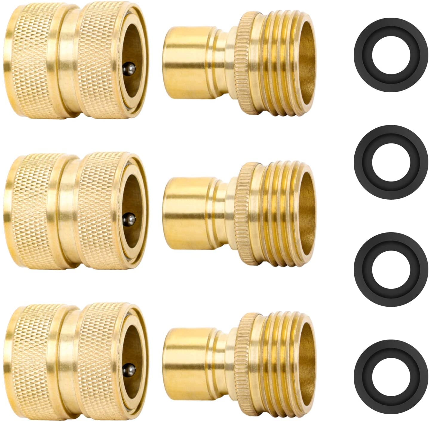 STYDDI Brass Full Flow Garden Hose Quick Connect Adapter, Full Port ...
