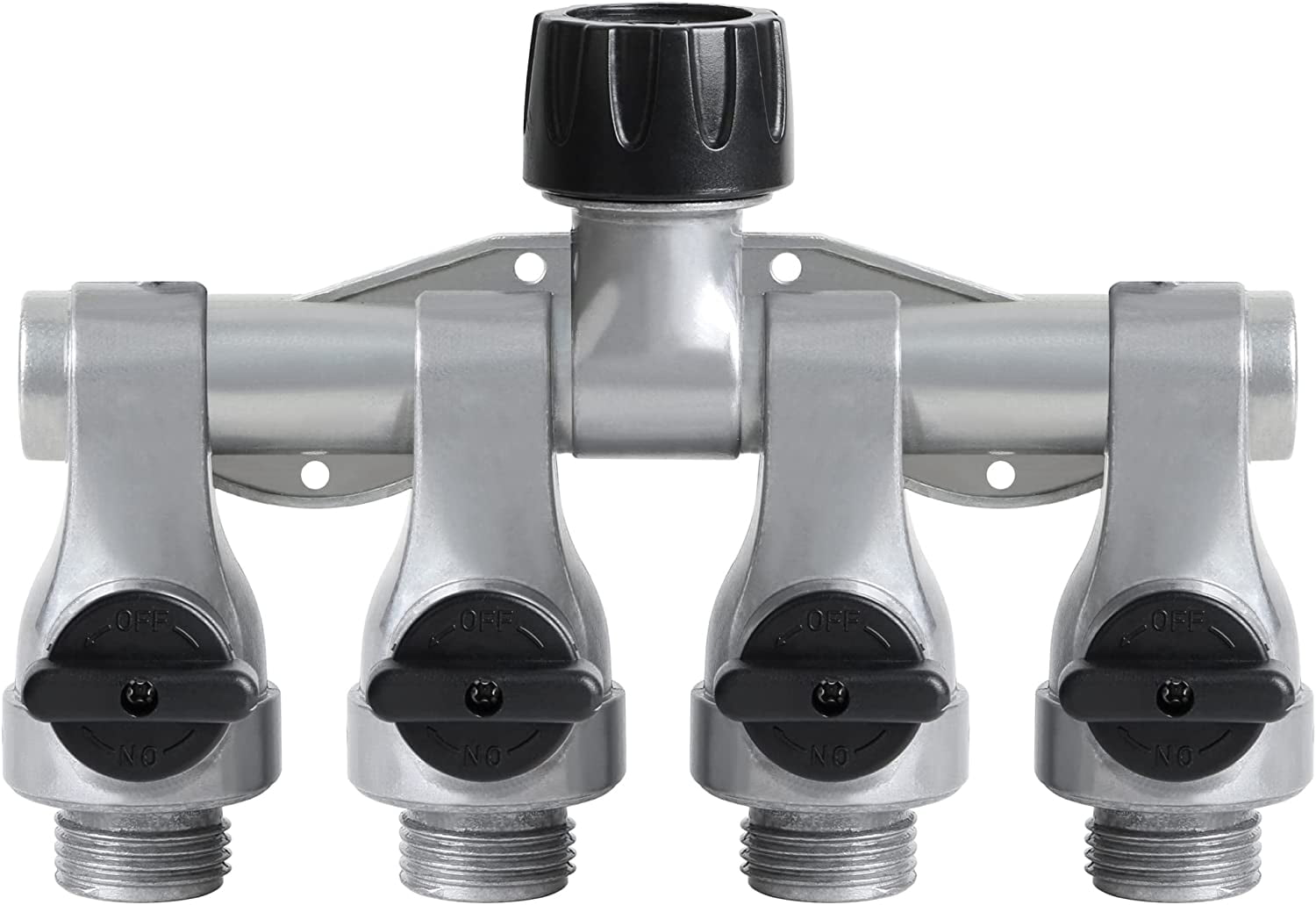 STYDDI Full Flow 4-Way Garden Hose Splitter, Metal High-Flow Manifold ...