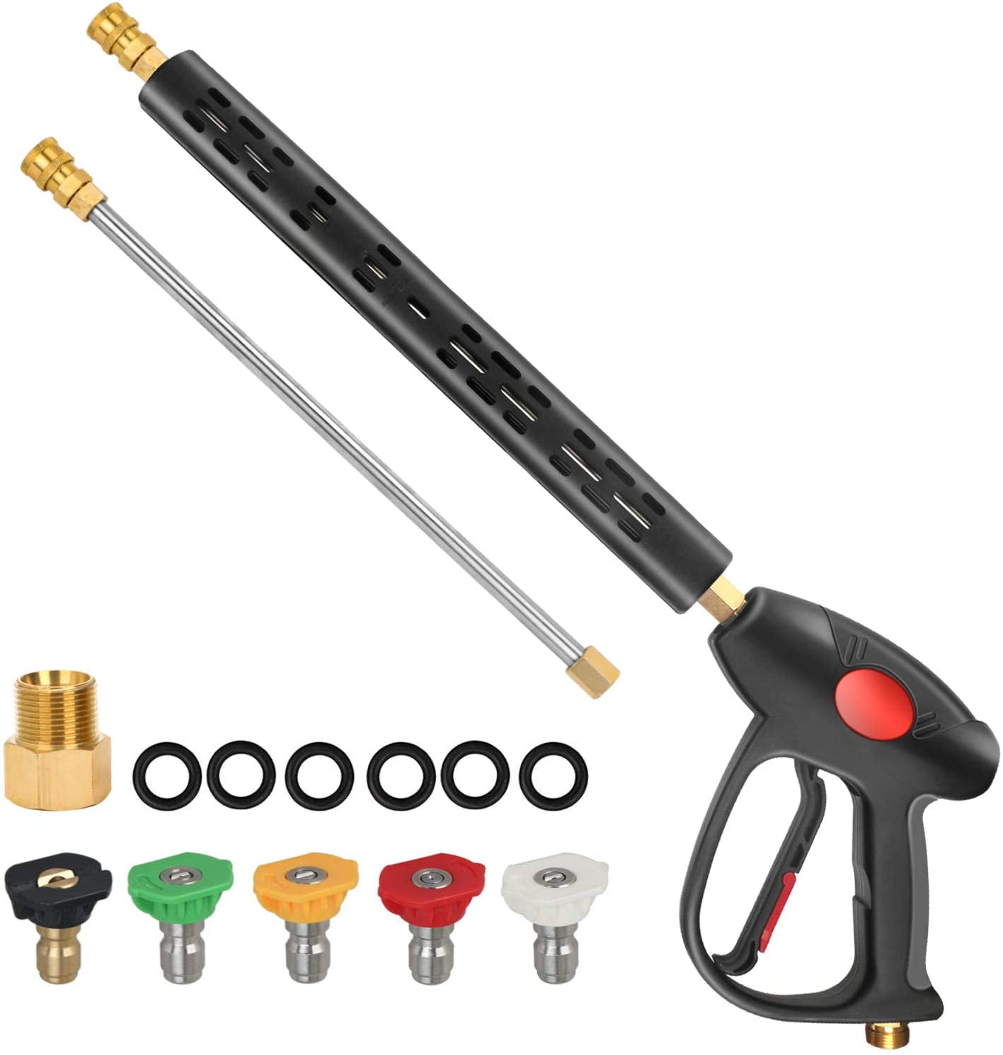STYDDI Pressure Washer Gun Kit, M22, 33 Inch Wand, 5 Nozzle Tips, 4000 ...