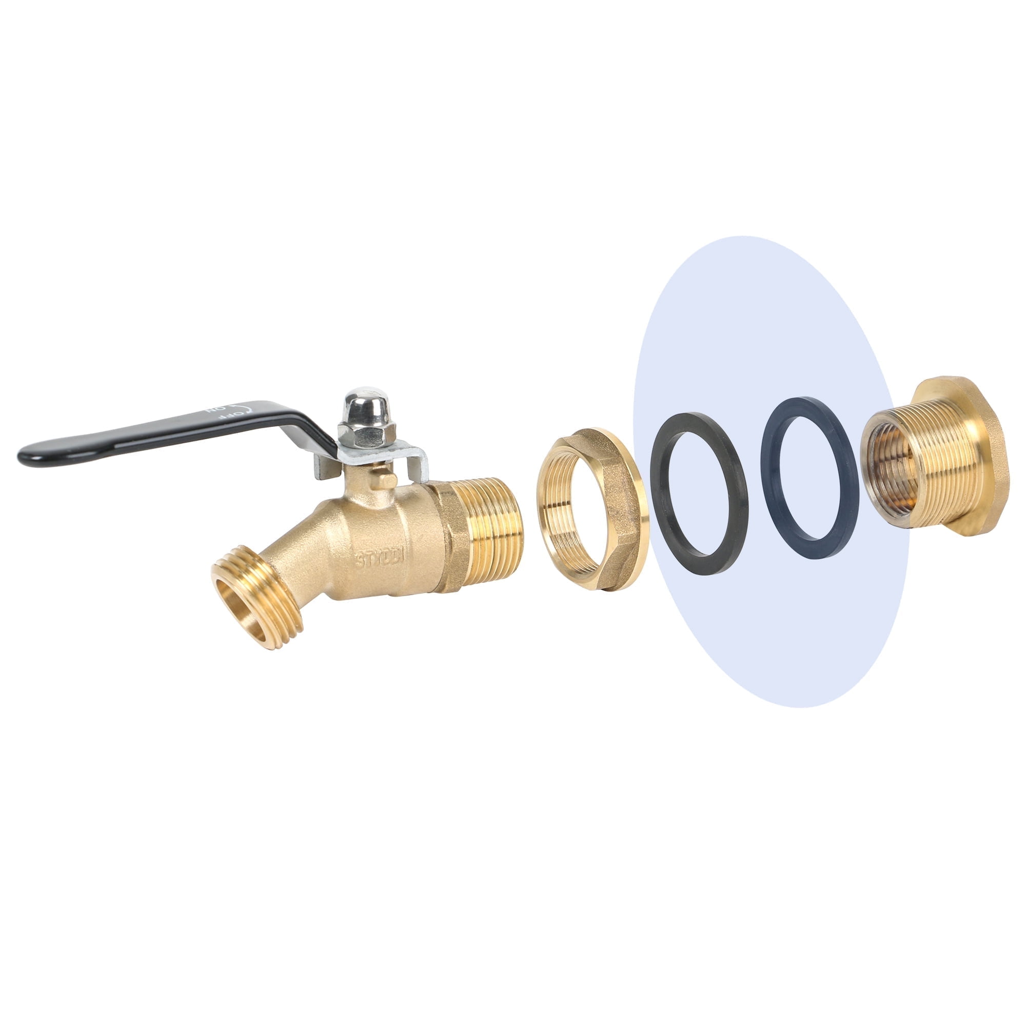 STYDDI Solid Brass Rain Barrel Spigot, Large Handle, Outdoor Tap ...