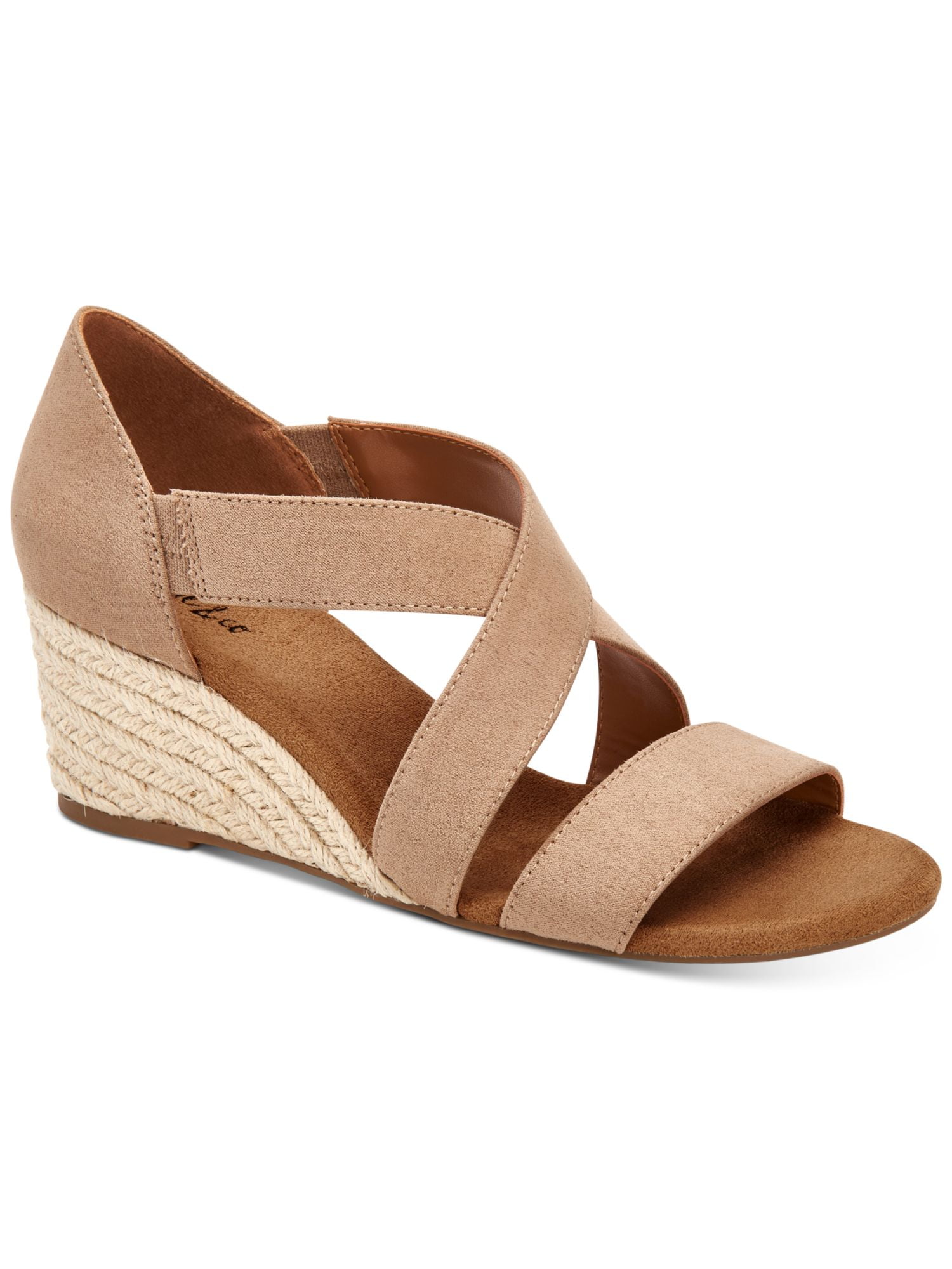 STYLE & COMPANY Womens Beige Padded Strappy Zaddie Almond Toe Wedge ...
