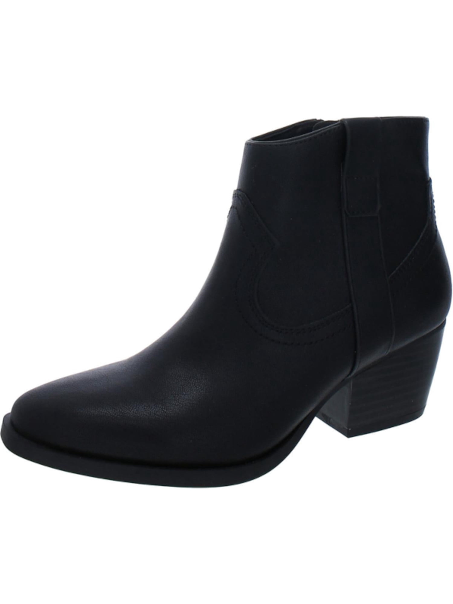 STYLE & COMPANY Womens Black Comfort Perriee Almond Toe Block Heel Zip ...