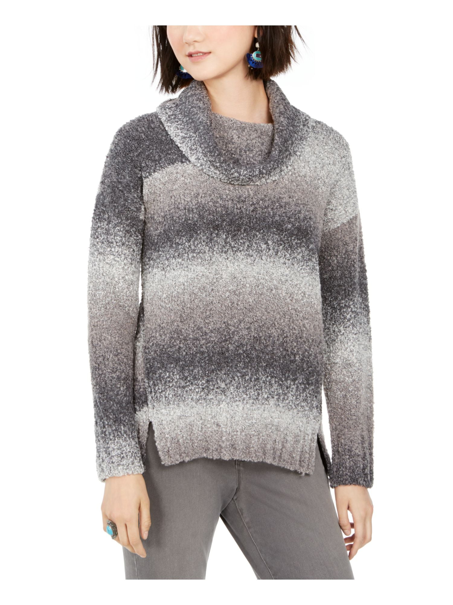 STYLE & COMPANY Womens Black Ombre Long Sleeve Turtle Neck T-Shirt ...