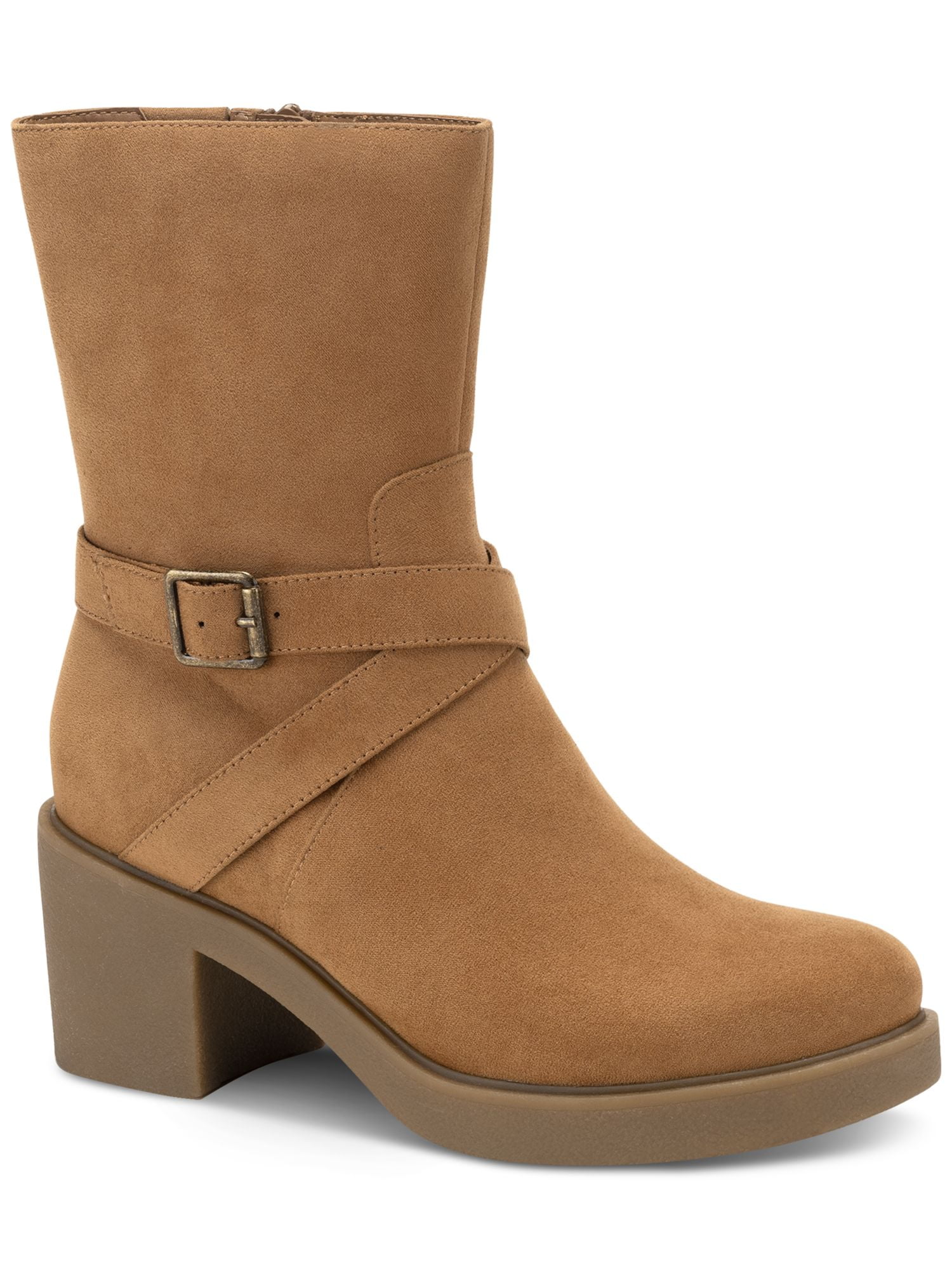 STYLE & COMPANY Womens Brown Buckle Accent Comfort Bessiee Round Toe ...