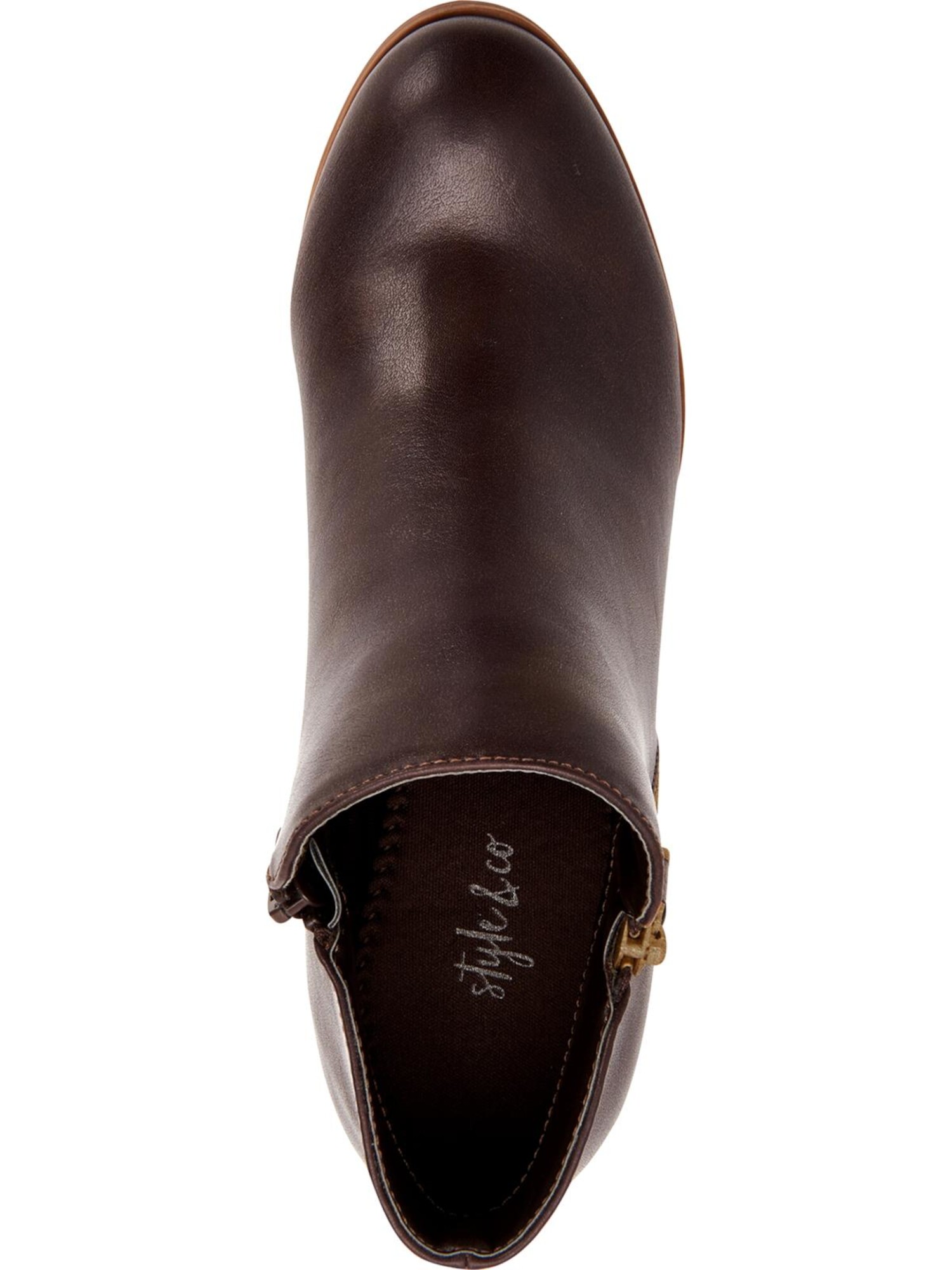 STYLE & COMPANY Womens Brown Notched At Sides Zipper Accent Masrinaa ...