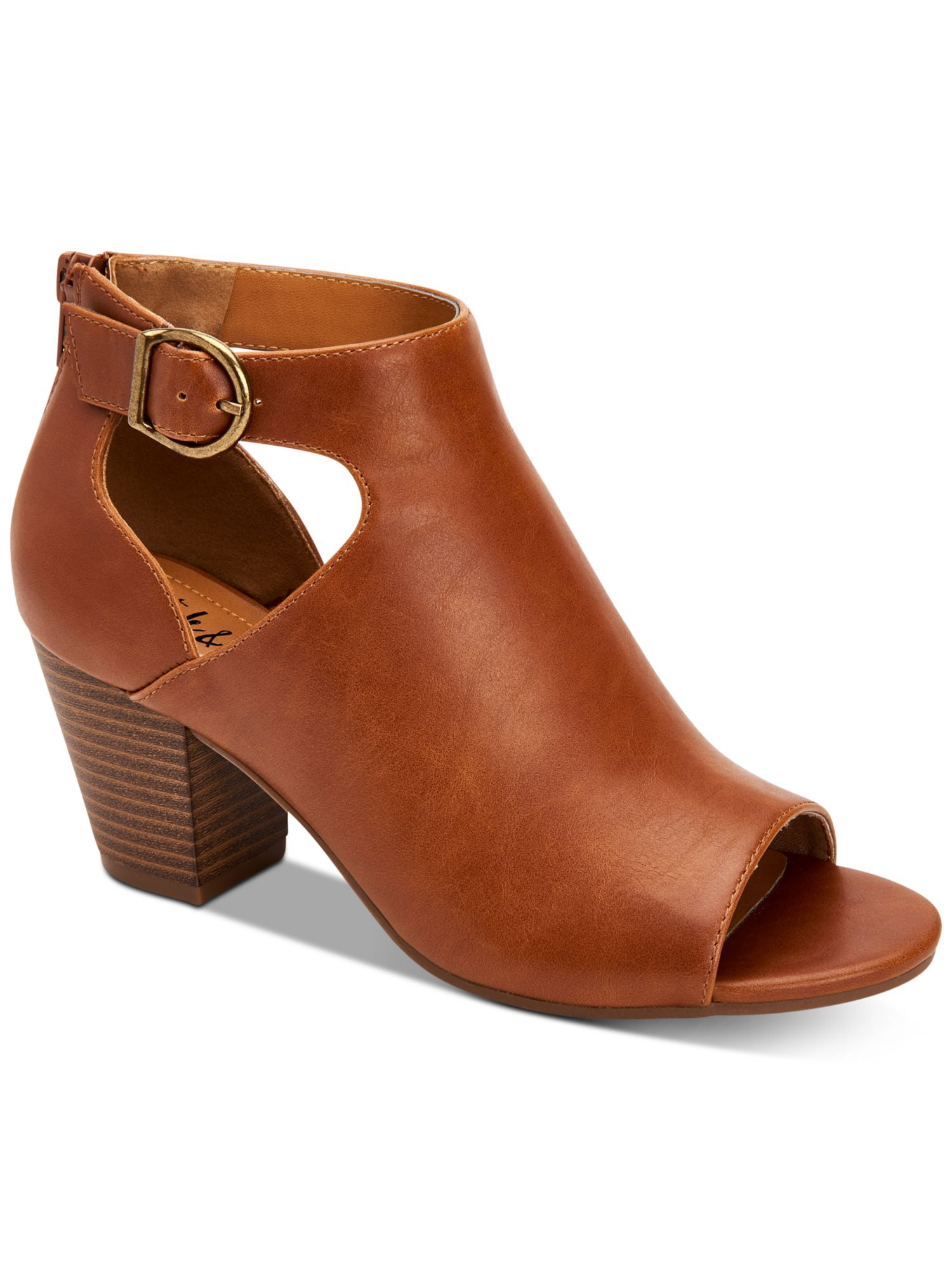 STYLE & COMPANY Womens Brown Side Cut-Outs Buckle Accent Cushioned ...