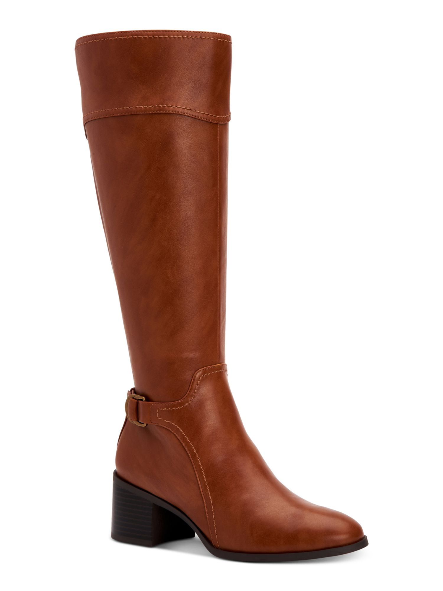 STYLE & COMPANY Womens Brown Stretch Panel Buckle Accent Vannie Round ...