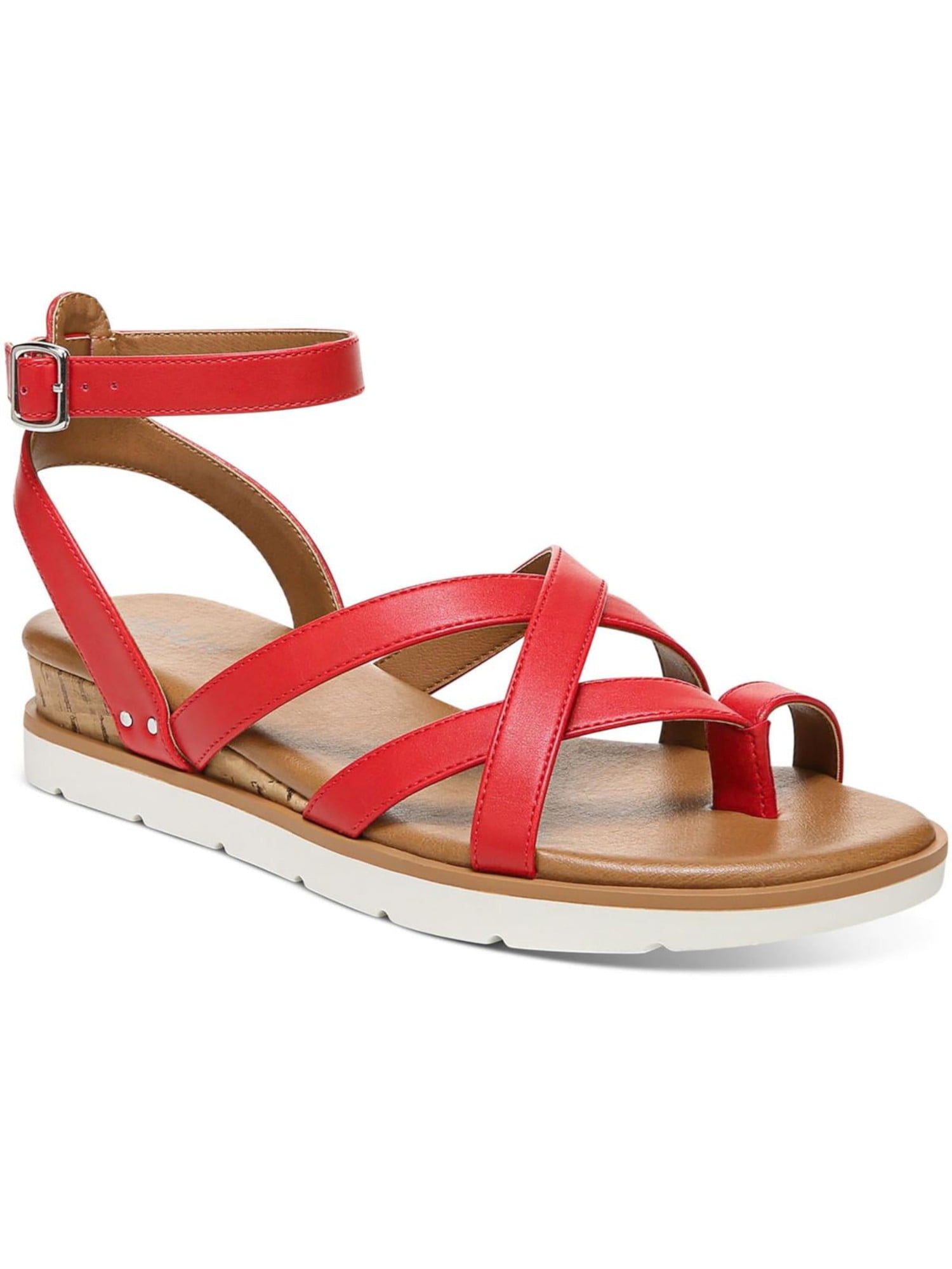 STYLE & COMPANY Womens Red Strappy Comfort Darlaa Round Toe Wedge ...