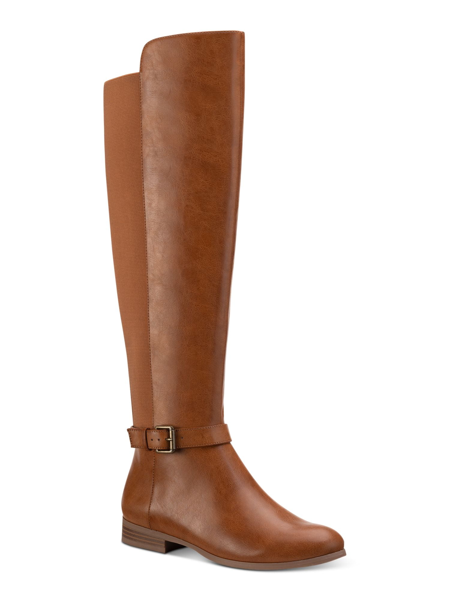 Style & Co Women's Tan Brown Riding Boot, Buckled Strap, Cushioned, Zip ...