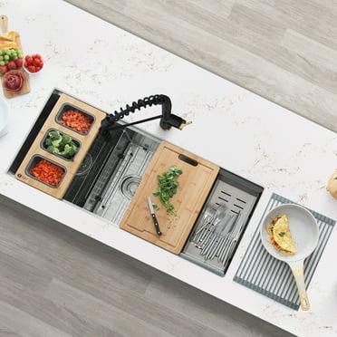 Stylish Versa36 Undermount 36" Double-Bowl Workstation Kitchen Sink ...