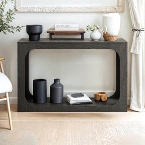 SAFAVIEH Athena French 2-Drawer Black Wood Rectangle Console Table (35. ...