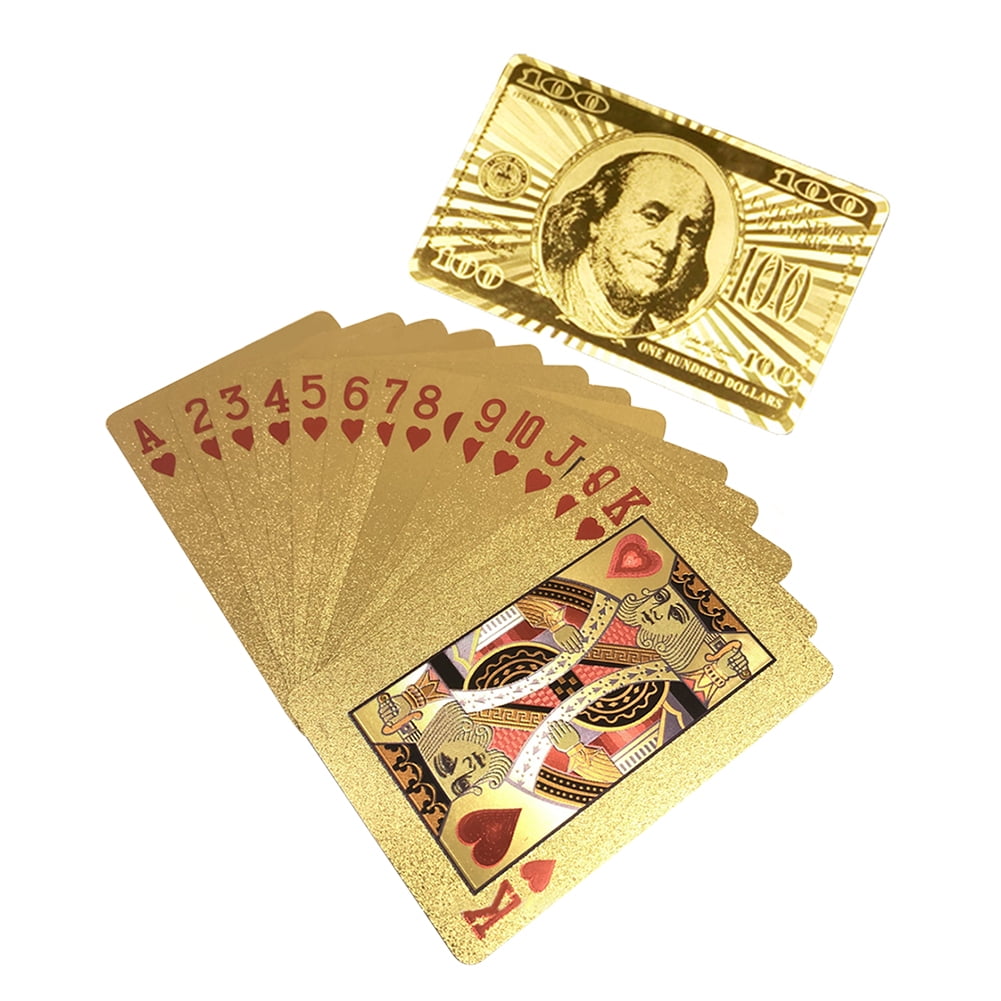 STngwl Waterproof Gold Color Poker Cards Foil Plated Playing Cards Deck ...