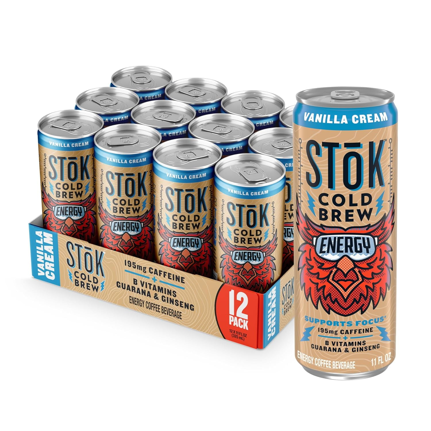 SToK Cold Brew Energy Vanilla Cream Energy Coffee Beverage, 11 fl oz ...