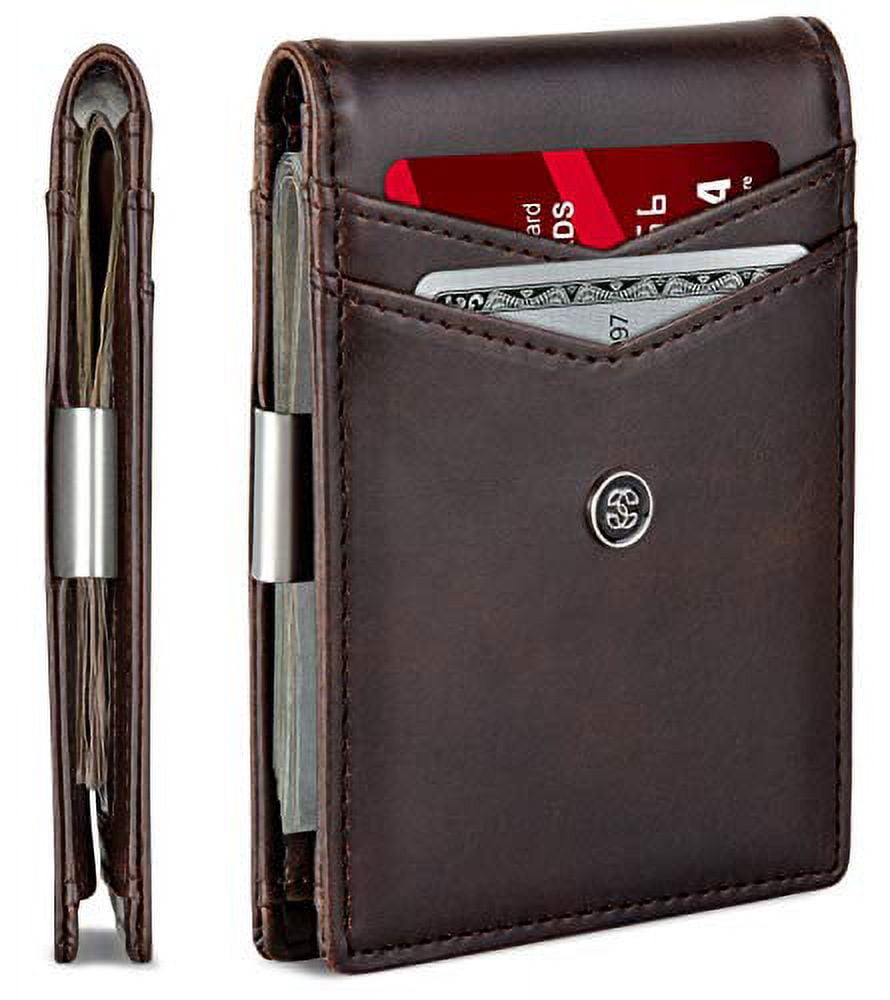 SUAVELL Leather Slim Wallets for Men. Wallet Card Holder with Money ...
