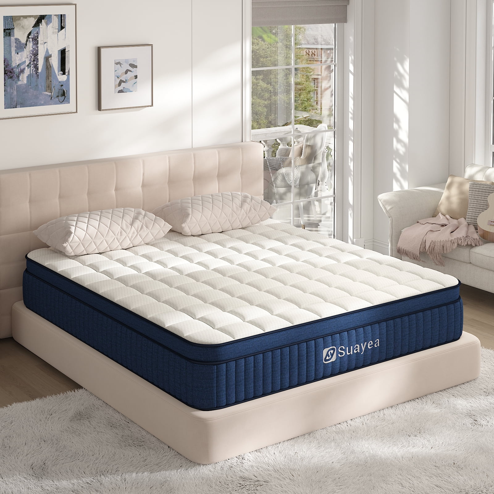 SUAYEA King Mattress, 14 Inch King Size Mattress in a Box, Hybrid ...