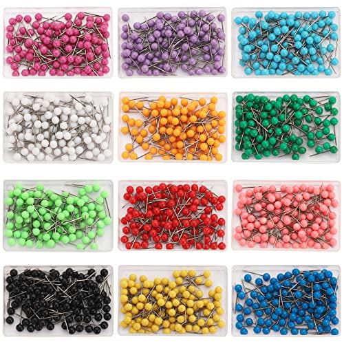SUBANG 1200 Pieces Map Tacks 1/8-Inch Retro Metallic Color Beads Head ...