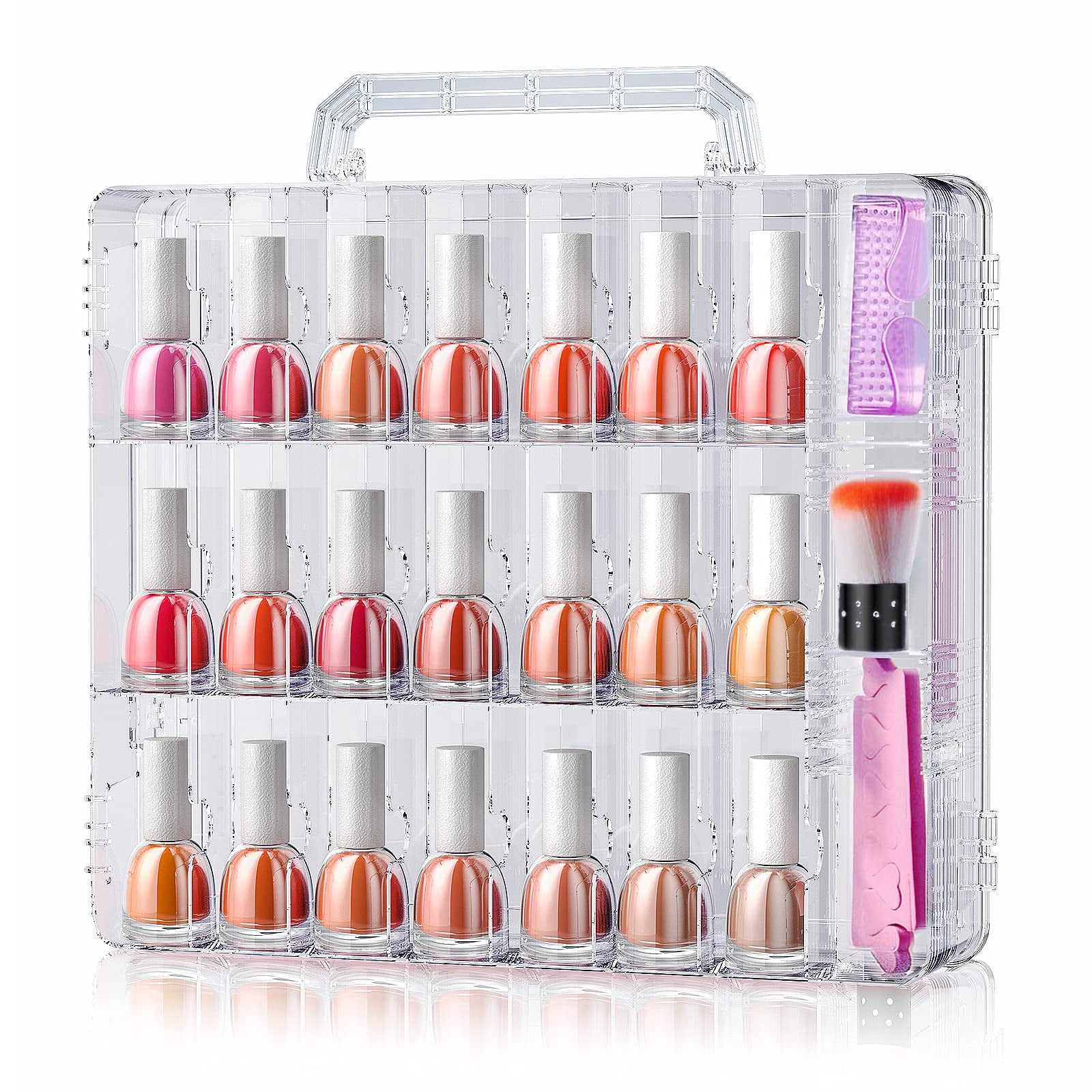 SUBAY Portable Nail Polish Organizer, Clear Double Side Nail Polish ...