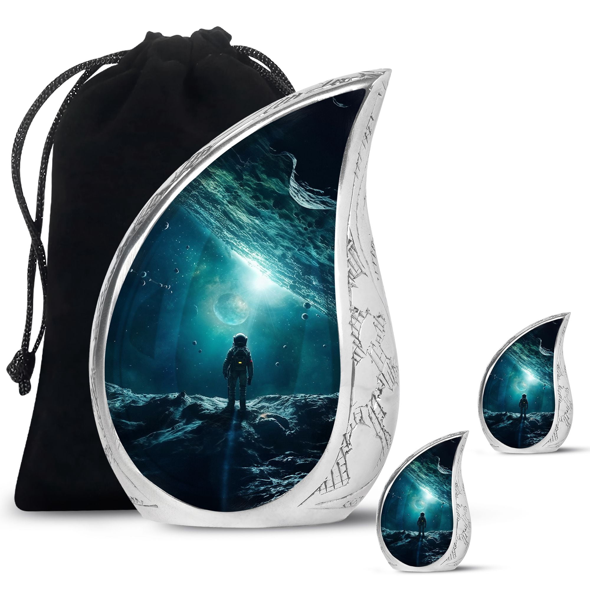 SUBSH Astronaut Standing Deep Blue Galaxy - Cremation Urn - Urns For Human Ashes Adult For ...