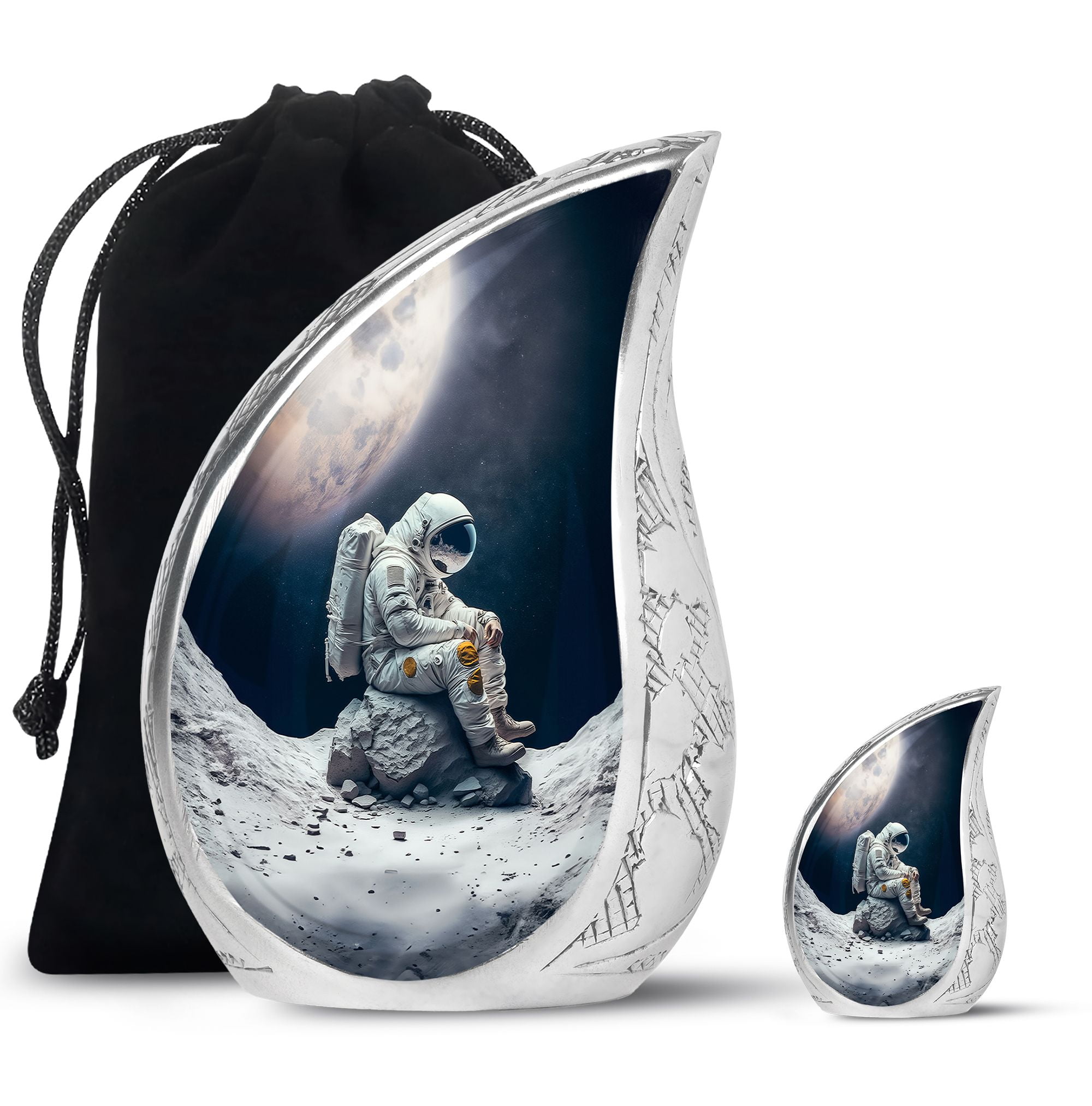 SUBSH Astronaut Suit Sitting Cracked Stone - Cremation Urns For Men ...