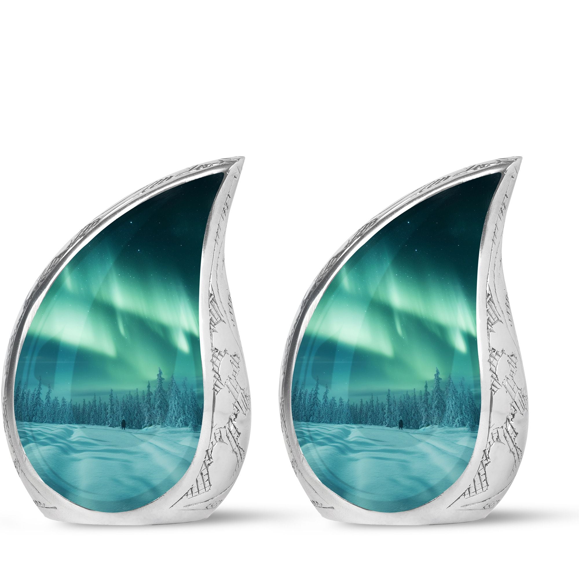 SUBSH Aurora Borealis Over The Silent Frozen Forest - Cremation Urn ...