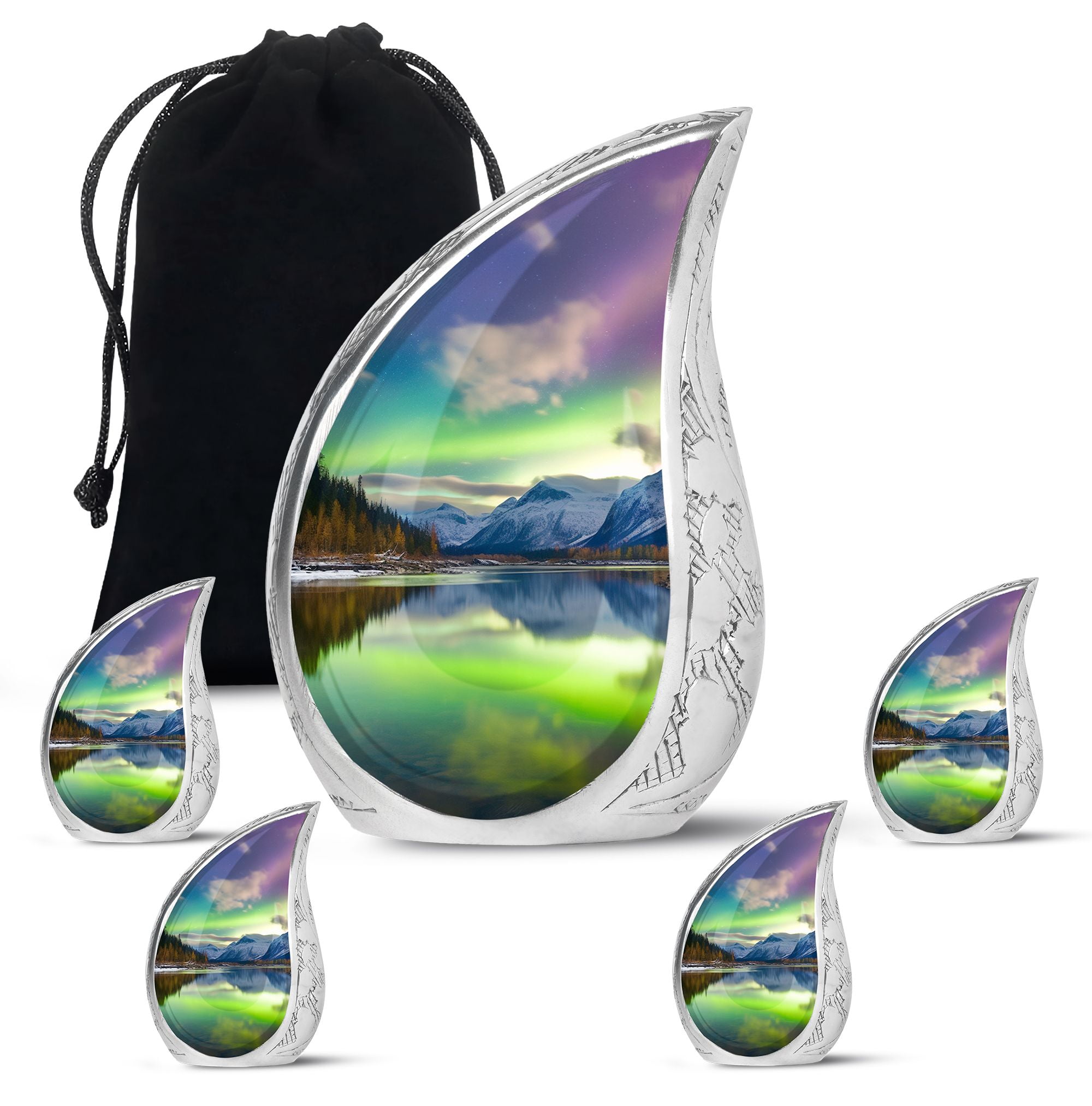 SUBSH Aurora Over A River With Moutains In Back - Urn For Ashes Adult ...