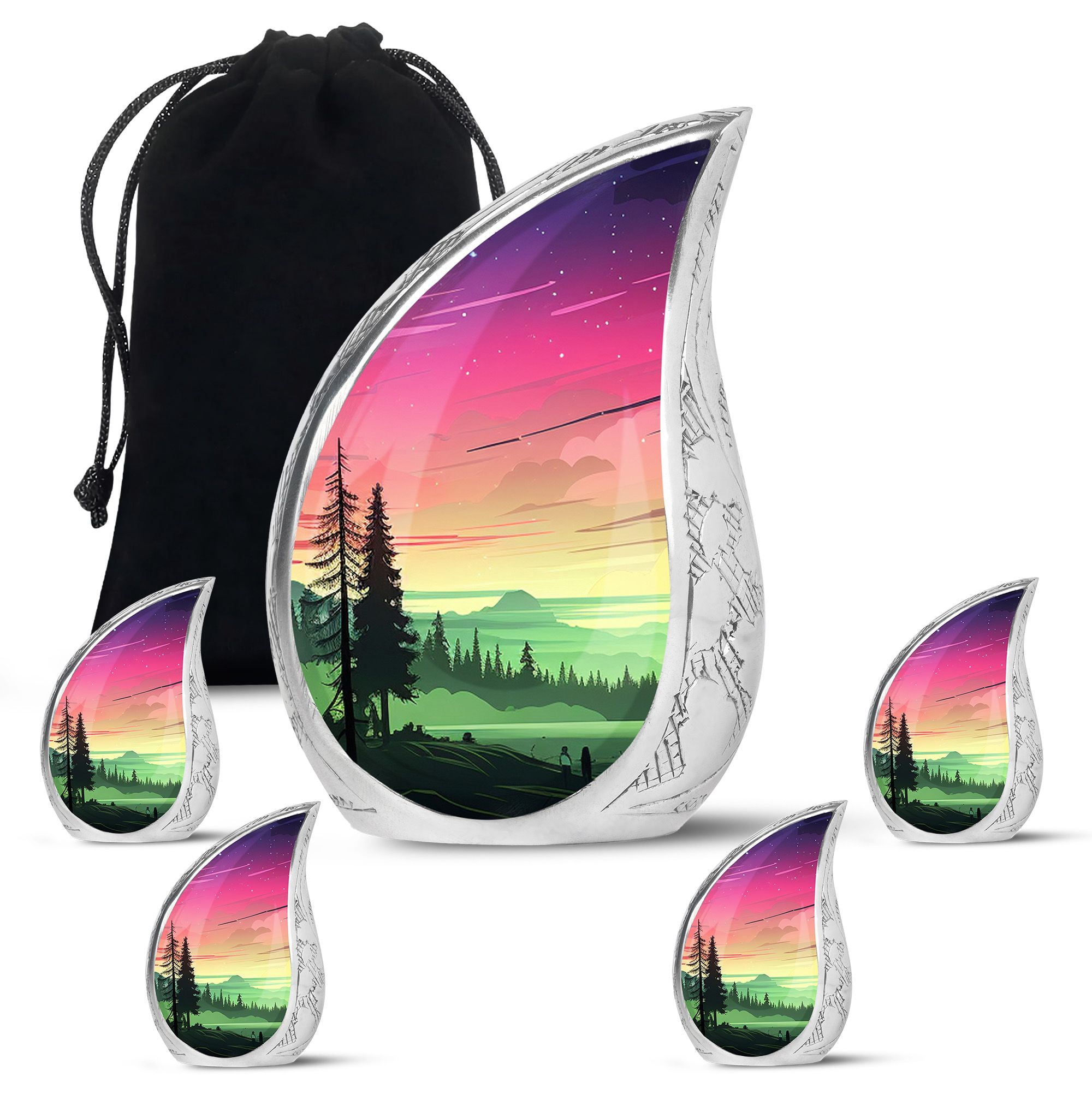 SUBSH Auroral Night Over Snowy Peaks - Cremation Urns - Small Urn For ...
