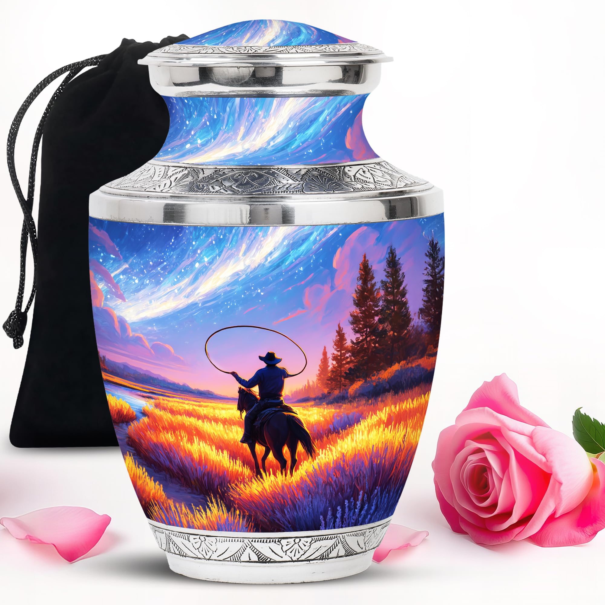 SUBSH Cowboy Urn - Memorial Urns - Secure Threaded Lid - Mom & Dad Urn ...