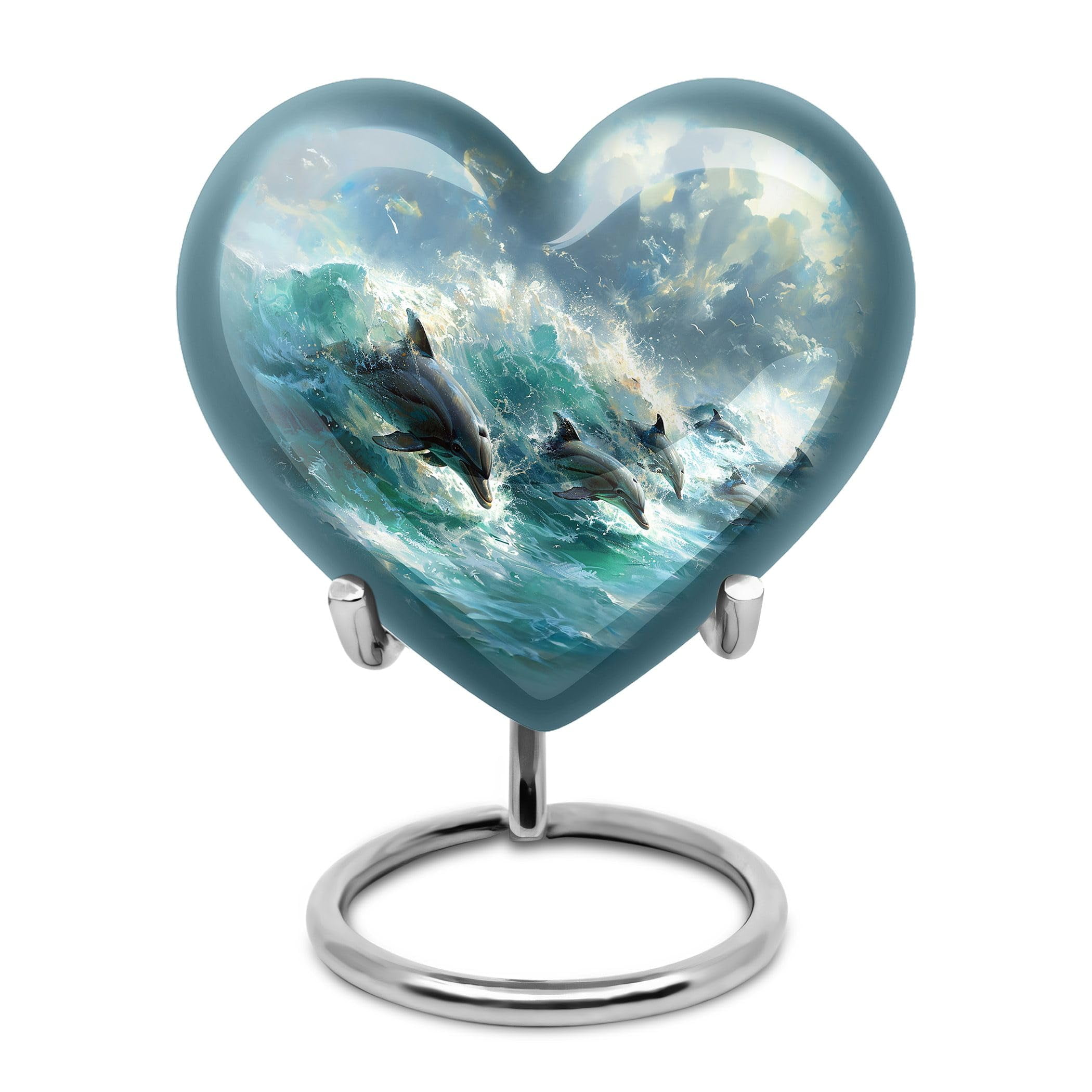 SUBSH Dolphin Urn for Ashes - Keepsake Heart Urn - Cremains Containers ...