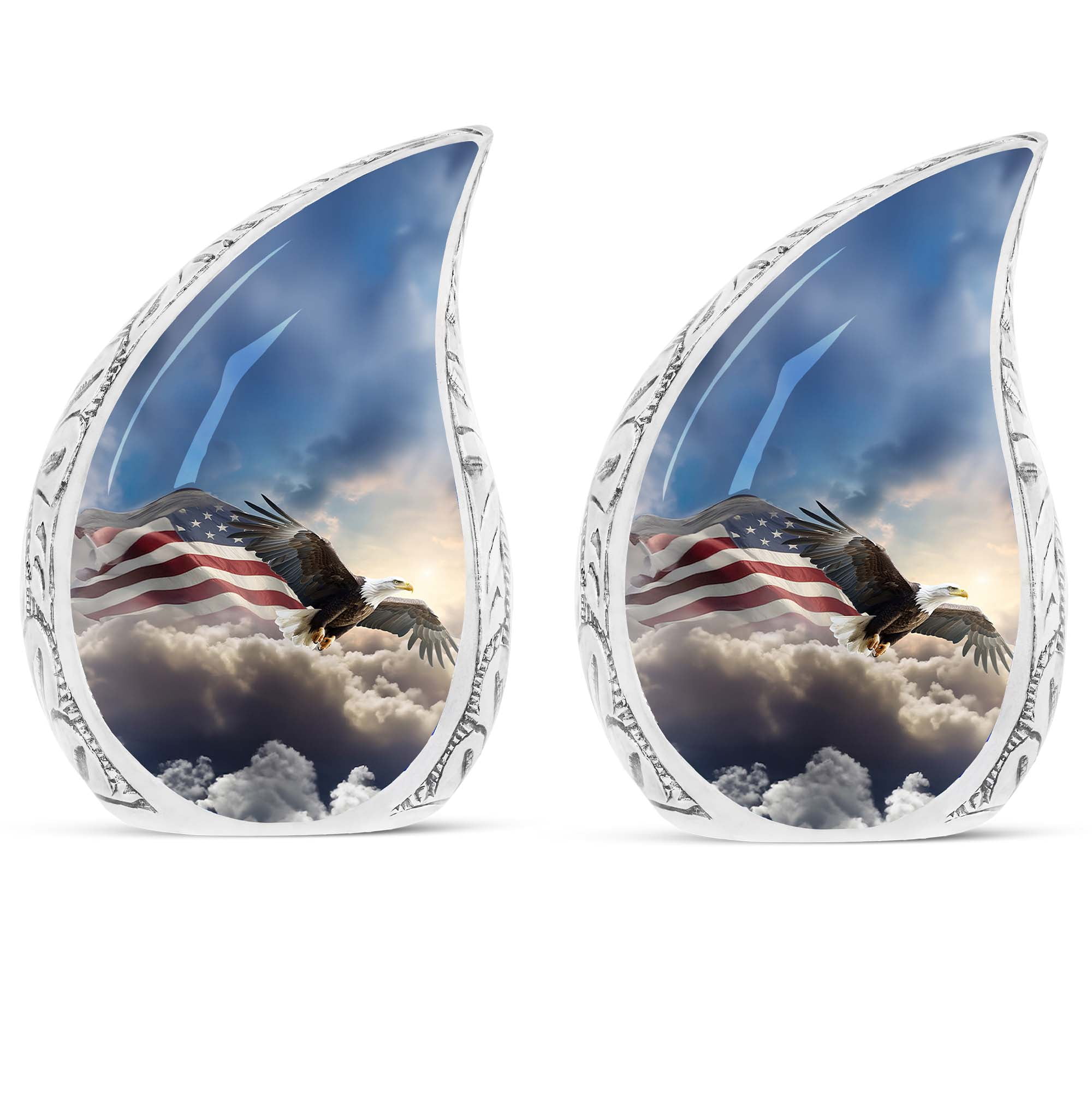 SUBSH Eagle Flying In Clouds With Flag - Cremation Urns For Burial ...