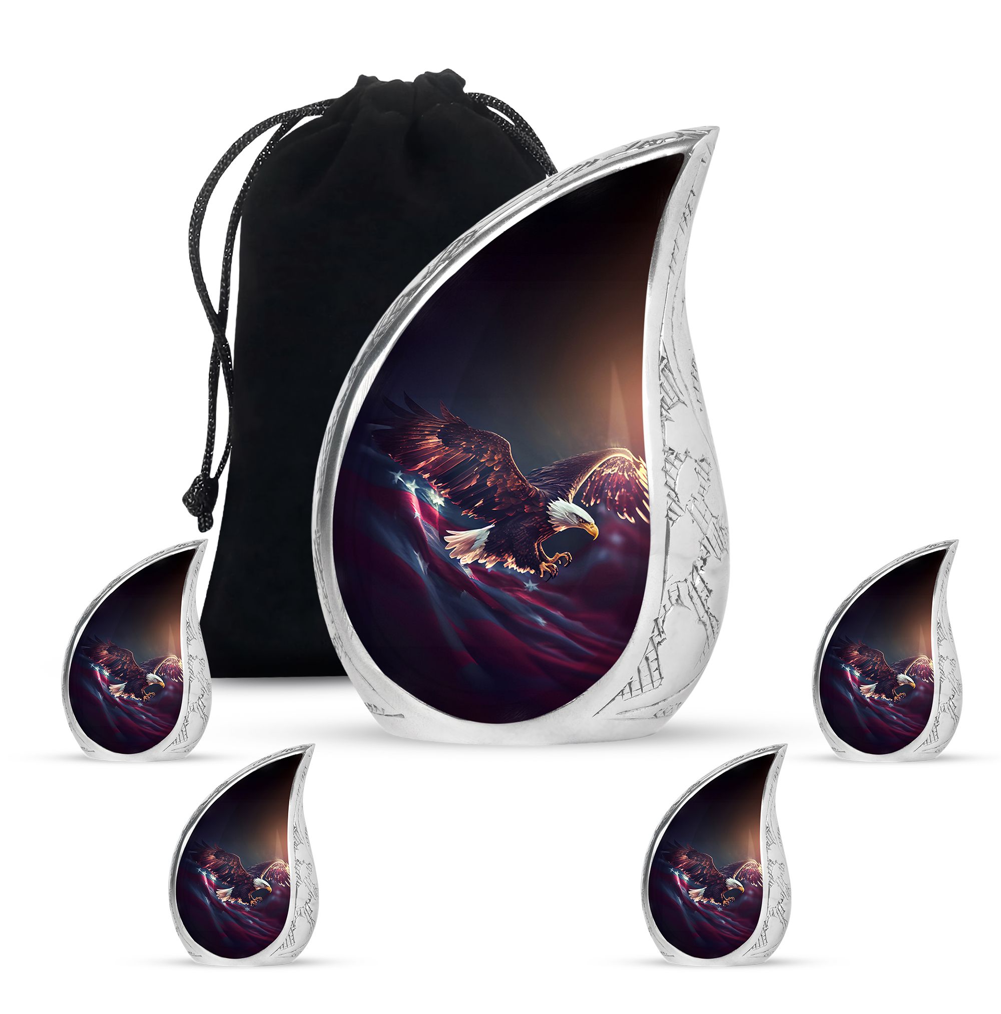 SUBSH Eagle Flying With Soaring American Flag - Cremation Urns ...