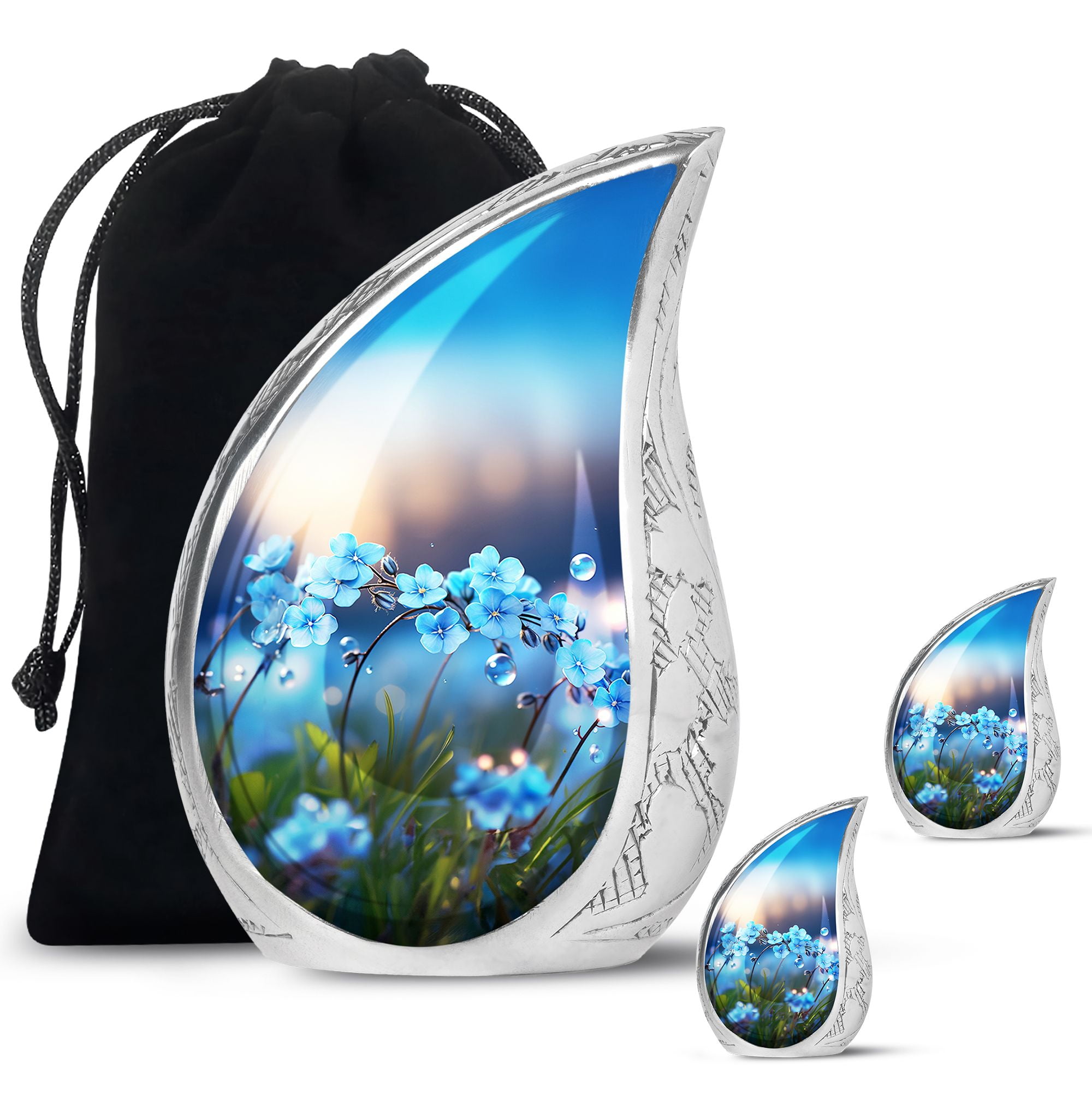 SUBSH Forget Me Not Blue Flowers - Urns For Human Ashes Adult - Urns ...