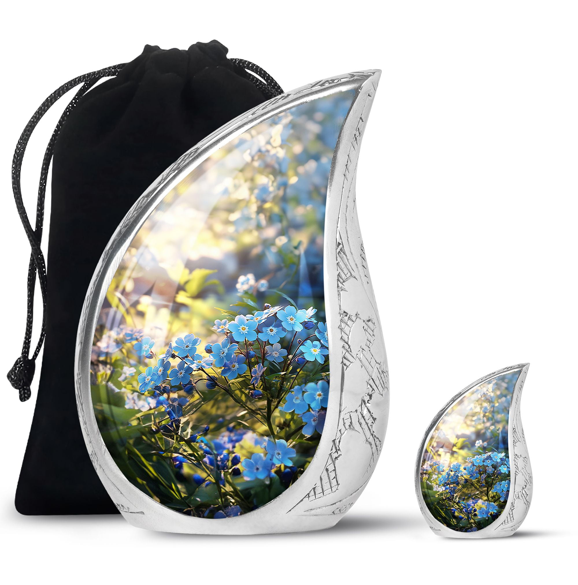 SUBSH Forget Me Not Flowers On A Green Forest - Adult Human Urn - Small ...