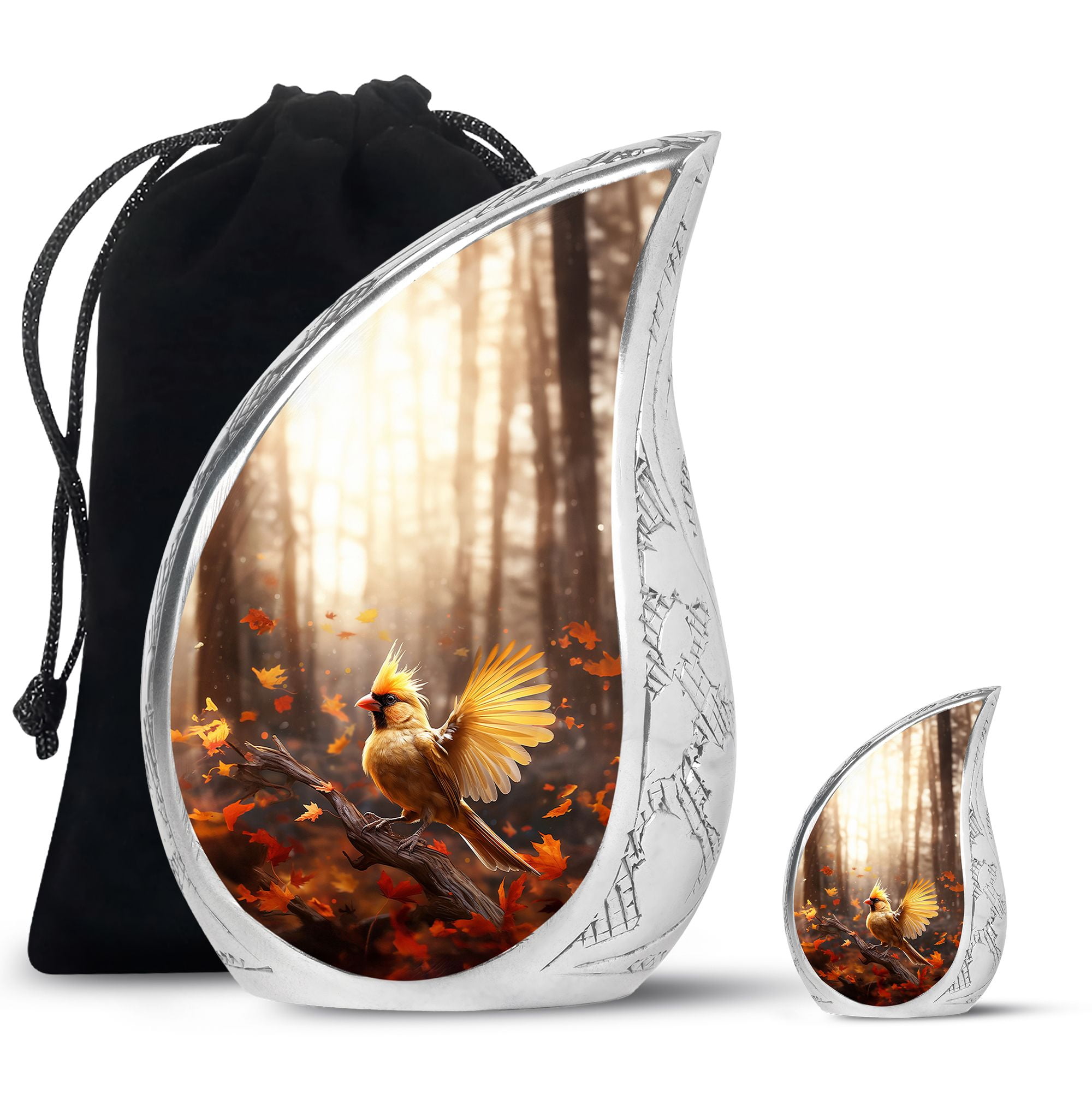 SUBSH Golden Cardinal Bird - Cremation Urns For Ashes - Small Ashes ...