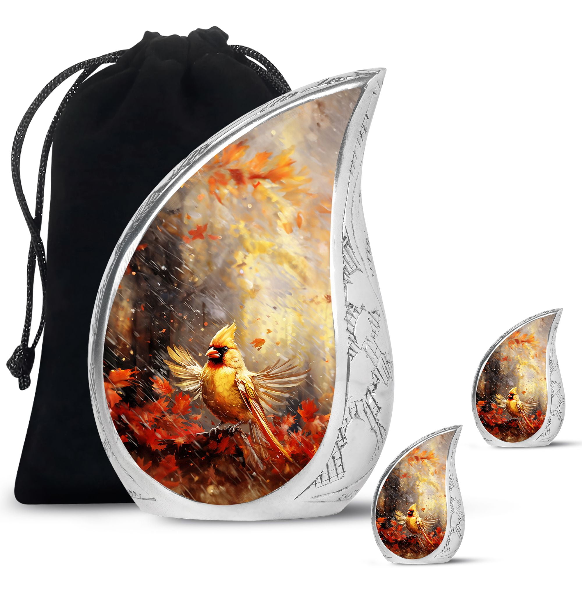 SUBSH Golden Cardinal Birds - Cremation Urn For Adults - Funeral Urn ...