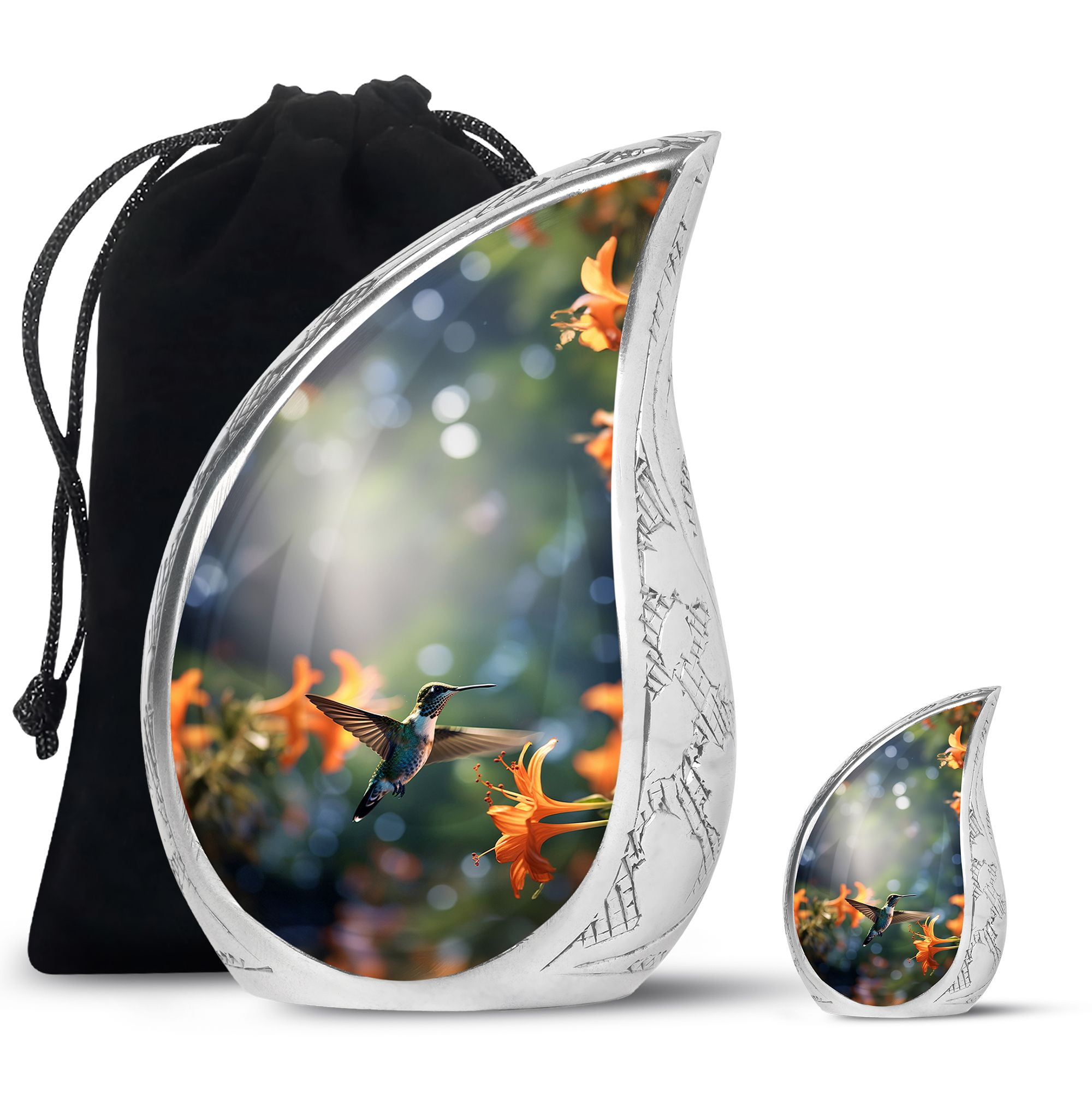 SUBSH Humming Bird Flying Near Lilly Flower - Burial Urn - Urn For Mom ...