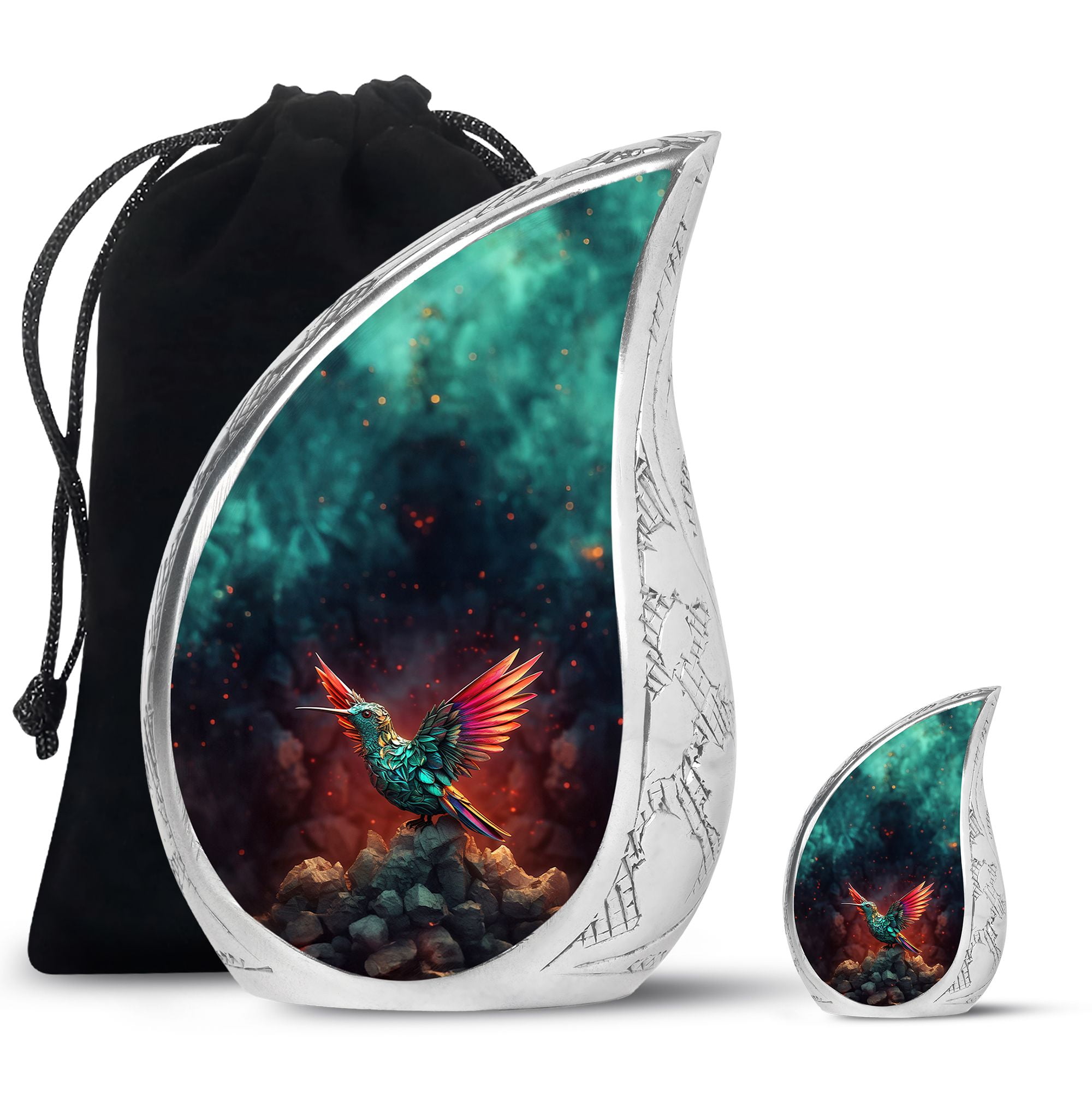 SUBSH Humming Bird With Red Background - Ash Urns For Humans - Urns For ...